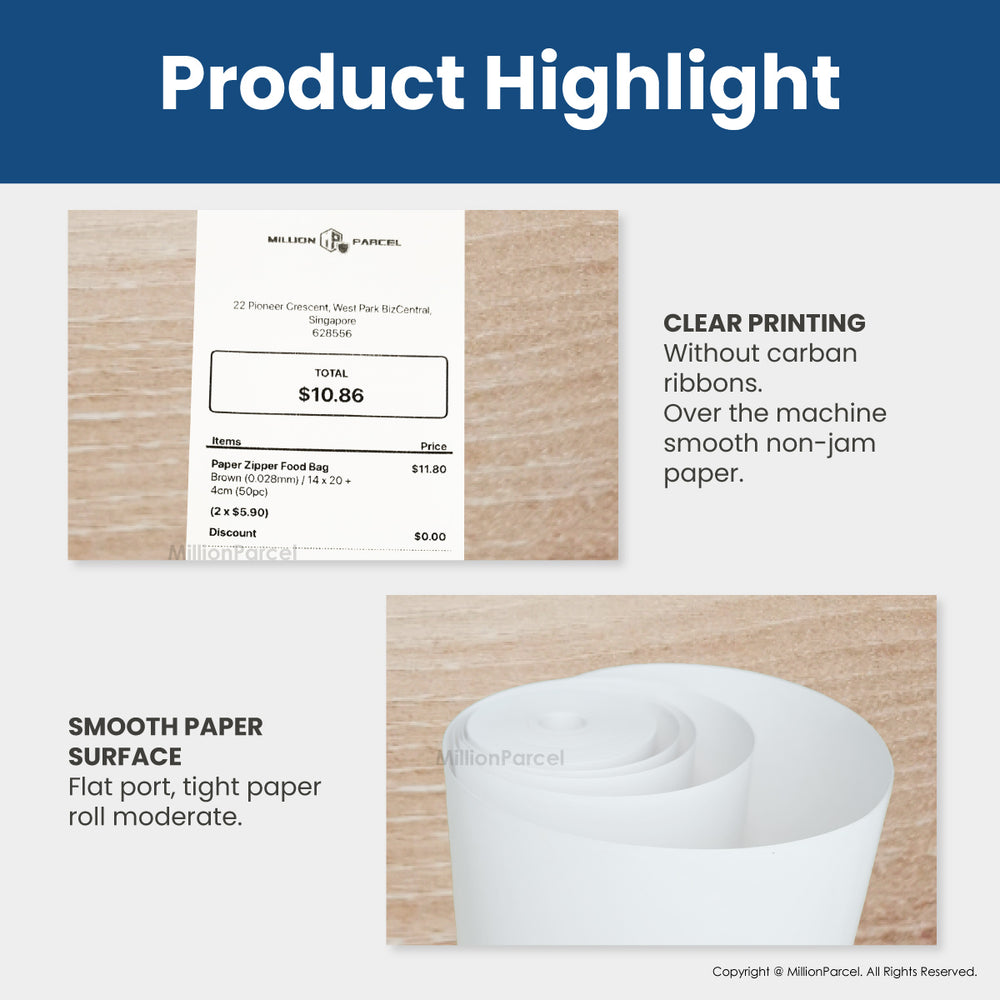 BPA Free Receipt Paper Roll - Eco-Friendly Coreless Thermal Rolls