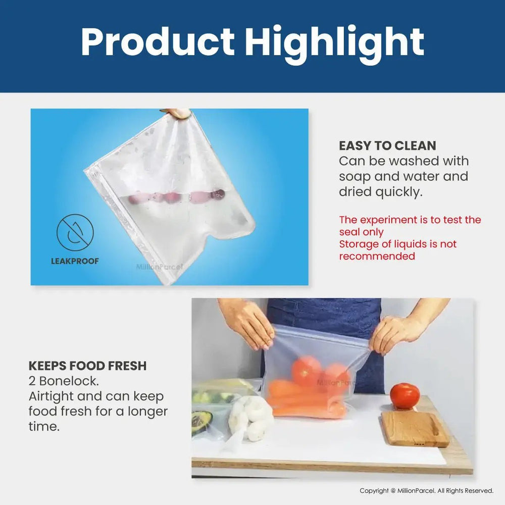 Reusable EVA Food Zipper Bags - Keep Food Fresh & Eco-Friendly