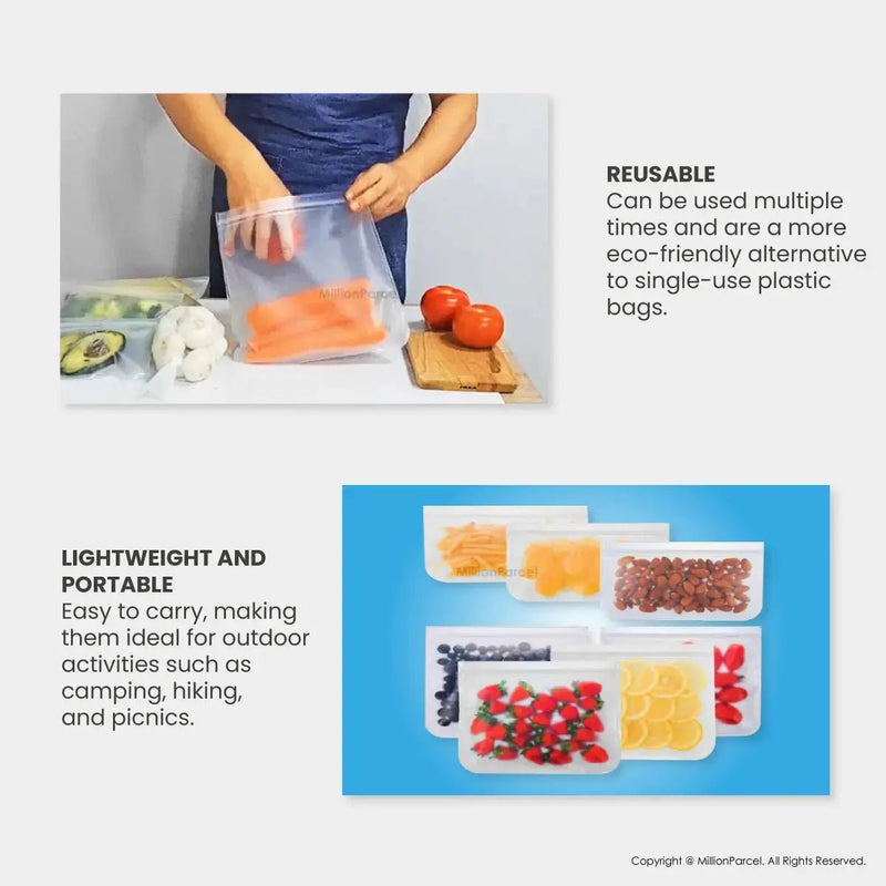 Reusable EVA Food Zipper Bags - Keep Food Fresh & Eco-Friendly