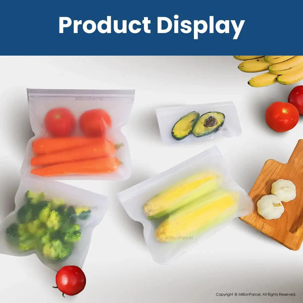 Reusable EVA Food Zipper Bags - Keep Food Fresh & Eco-Friendly