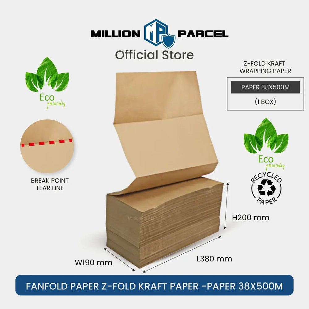 Fanfold Z-Fold Kraft Wrapping Paper & Rack: Eco-Friendly Packaging