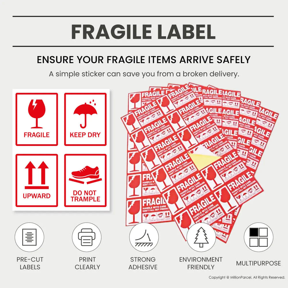 Fragile Label - - Ensure your fragile items arrive safely - MillionParcel