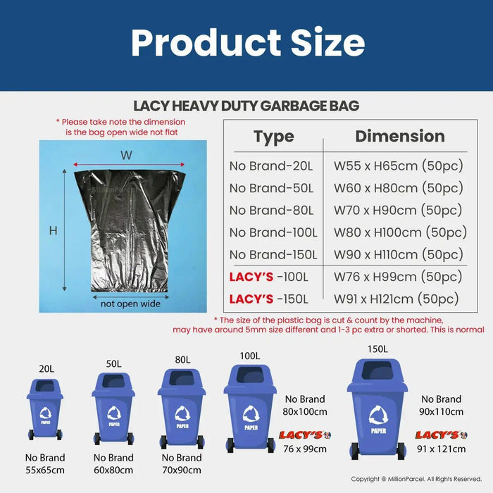 LACY'S Heavy Duty Garbage Bag - Durable & Reliable Big Trash Solution