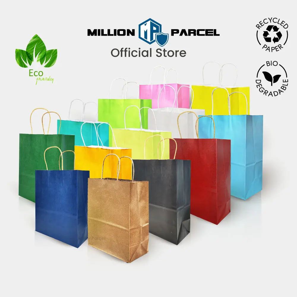 Kraft Paper Bag with Twisted Handle | Colour Paper Bag - MillionParcel