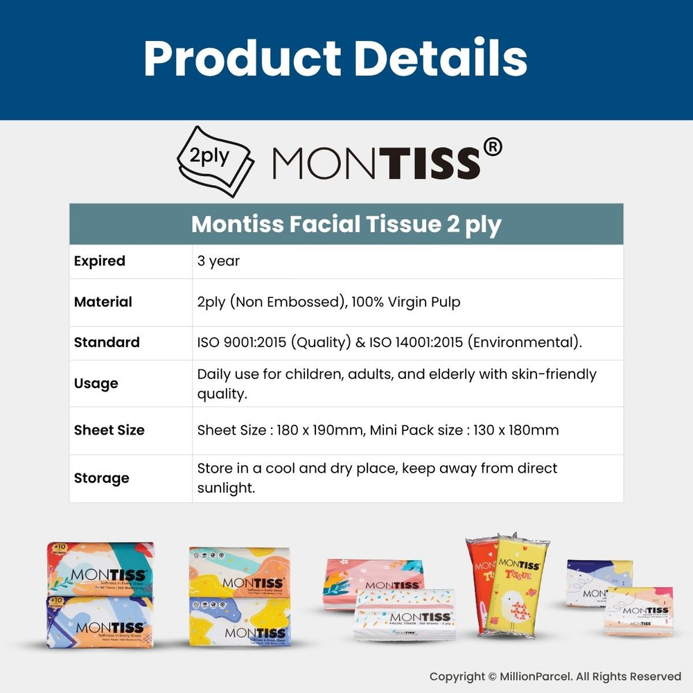 Montiss 2 Ply & Favour 3 Ply Facial Tissue Paper - MillionParcel
