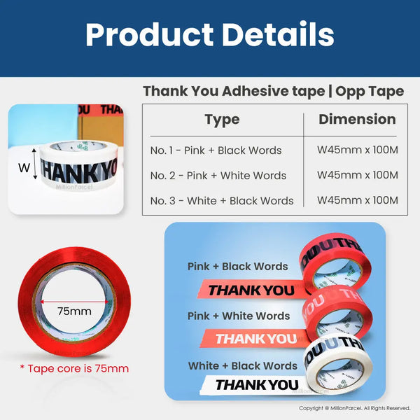 Thank You Adhesive tape | Opp Tape - MillionParcel