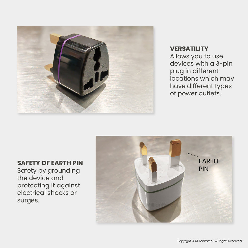 UK/SG 3 Pin Plug Power Converter | Universal Travel Adapter