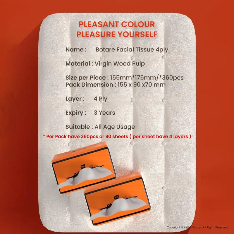 Botare Facial Tissue | Cheerful Design | 4ply x 90 sheet - MillionParcel