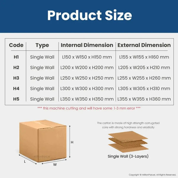 Carton Box - H series | Perfect for Square Size item - MillionParcel