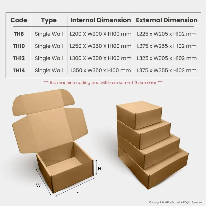 Carton Box - T Series | Die Cut Pizza Box style - MillionParcel