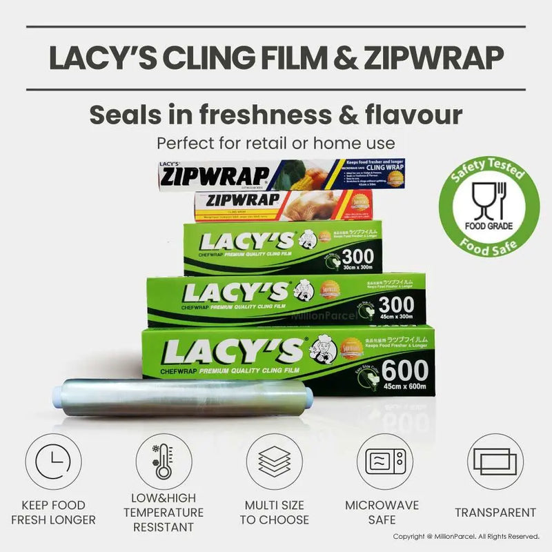 Lacy’s PVC Cling Film & Zipwrap with cutting blade - MillionParcel
