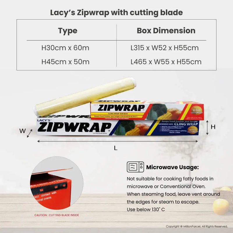 Lacy’s PVC Cling Film & Zipwrap with cutting blade - MillionParcel