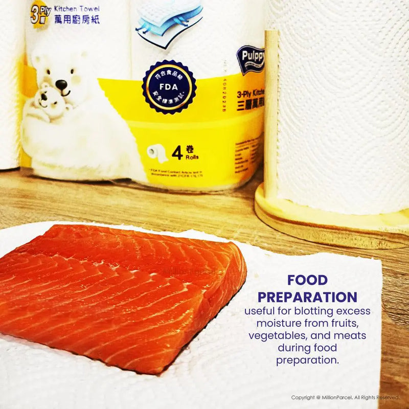 Pulppy Kitchen Towel Tissue | Premium Quality 3ply | 4 roll x 60 sheet ...