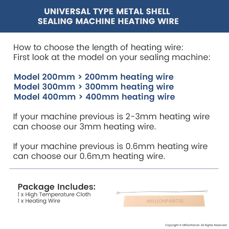 Sealing Machine Heat Wire + High Temperature cloth - MillionParcel